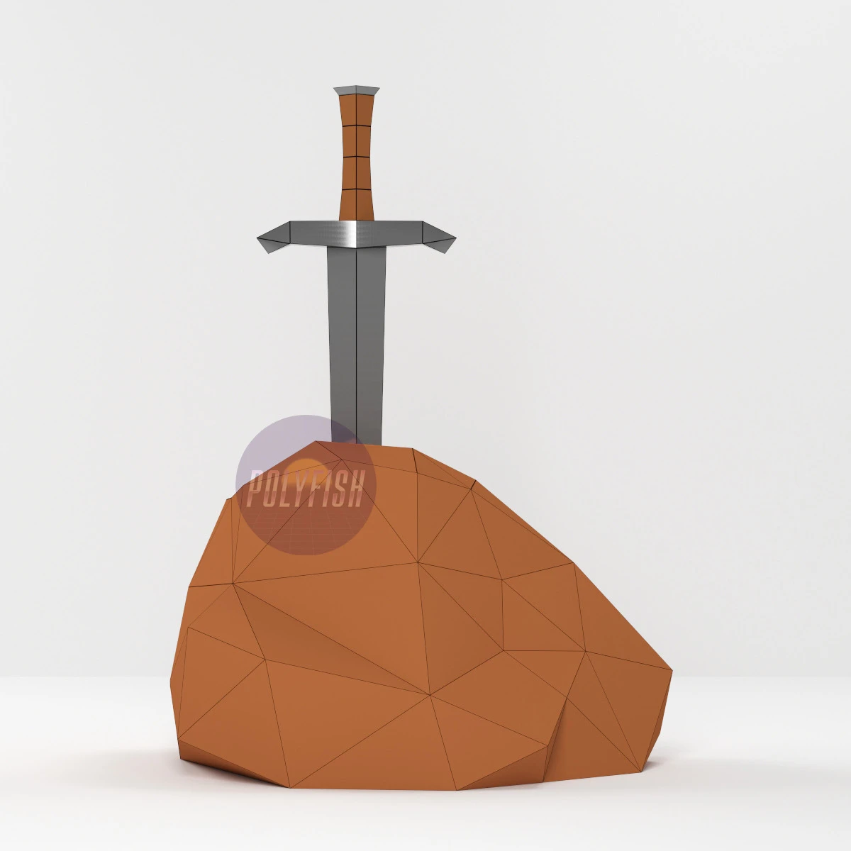 Sword in the Stone PDF Template, Low Poly, Paper Sculpture, DIY, Pepakura Pattern, Handmade ...