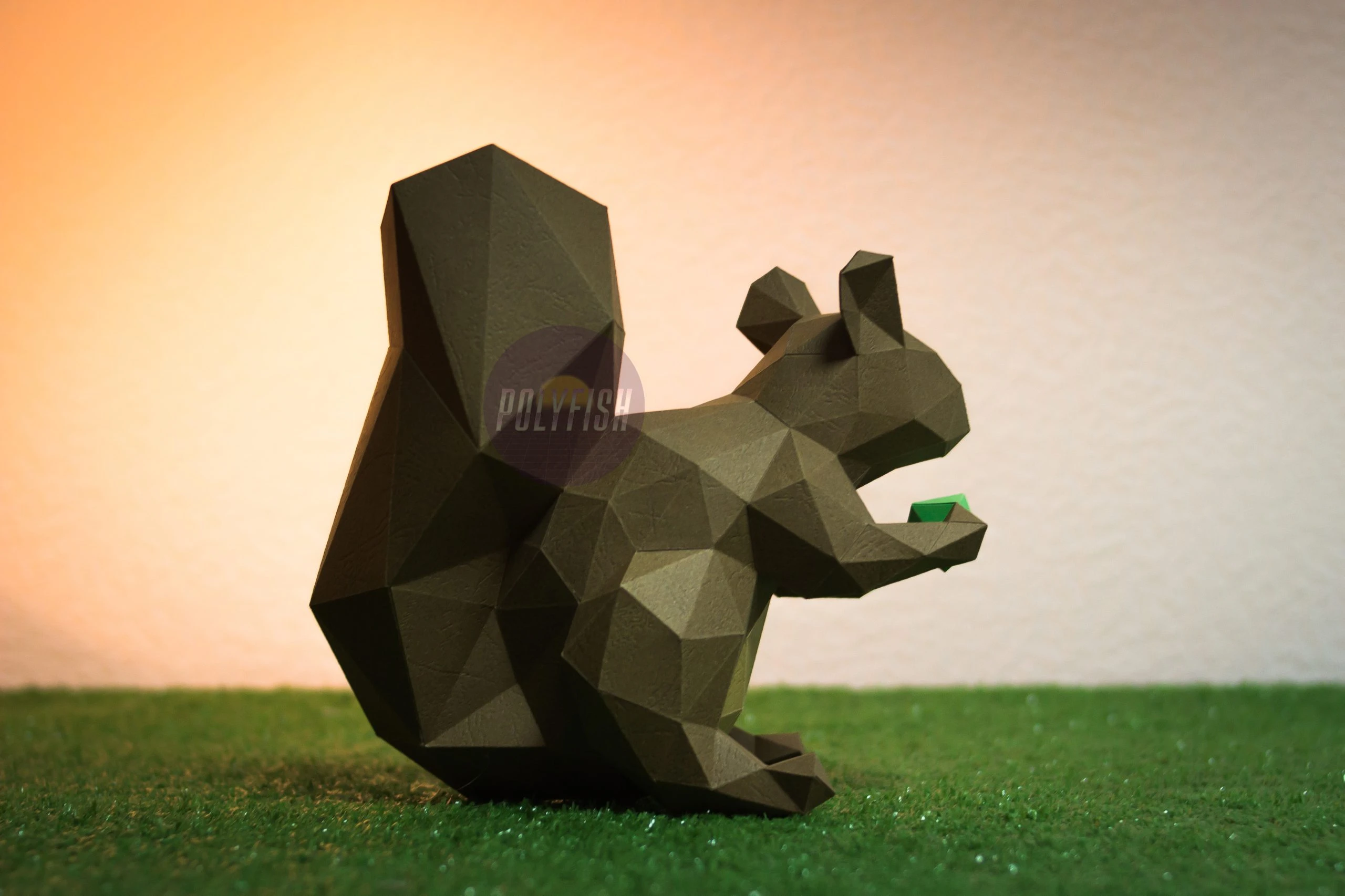 Squirrel Eating Nuts PDF Template, Low Poly, Paper Sculpture, DIY ...