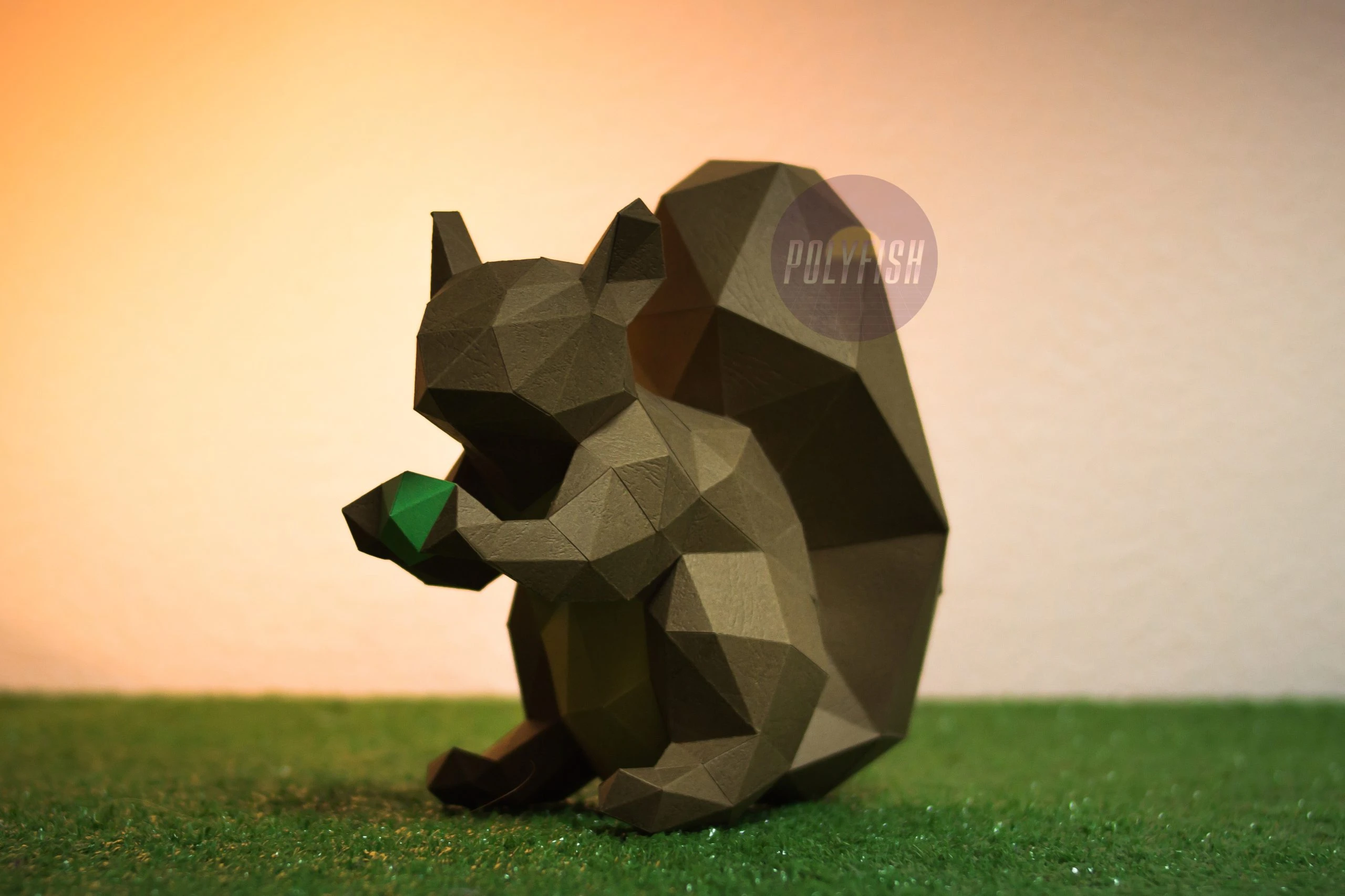 Squirrel Eating Nuts PDF Template, Low Poly, Paper Sculpture, DIY ...