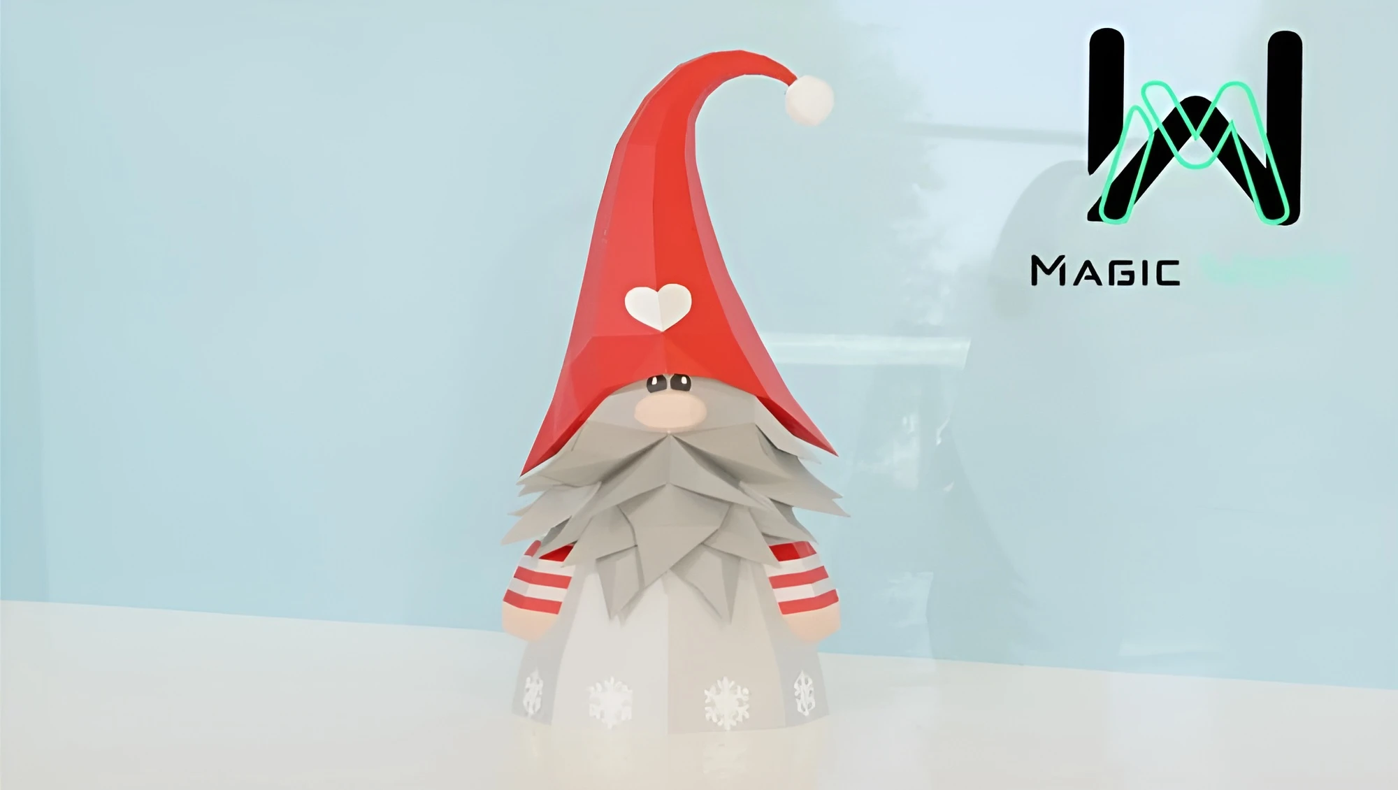 Gnome Christmas Low Poly, Papercraft, PDF template, Paper model ...