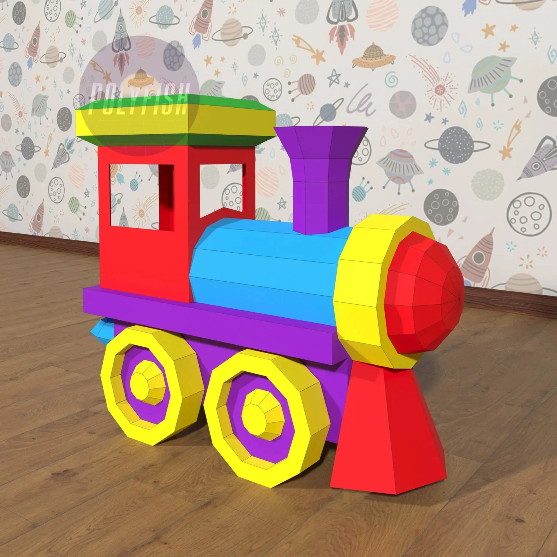 Train Toy PDF Template, Low Poly, Paper Sculpture, DIY, Pepakura ...