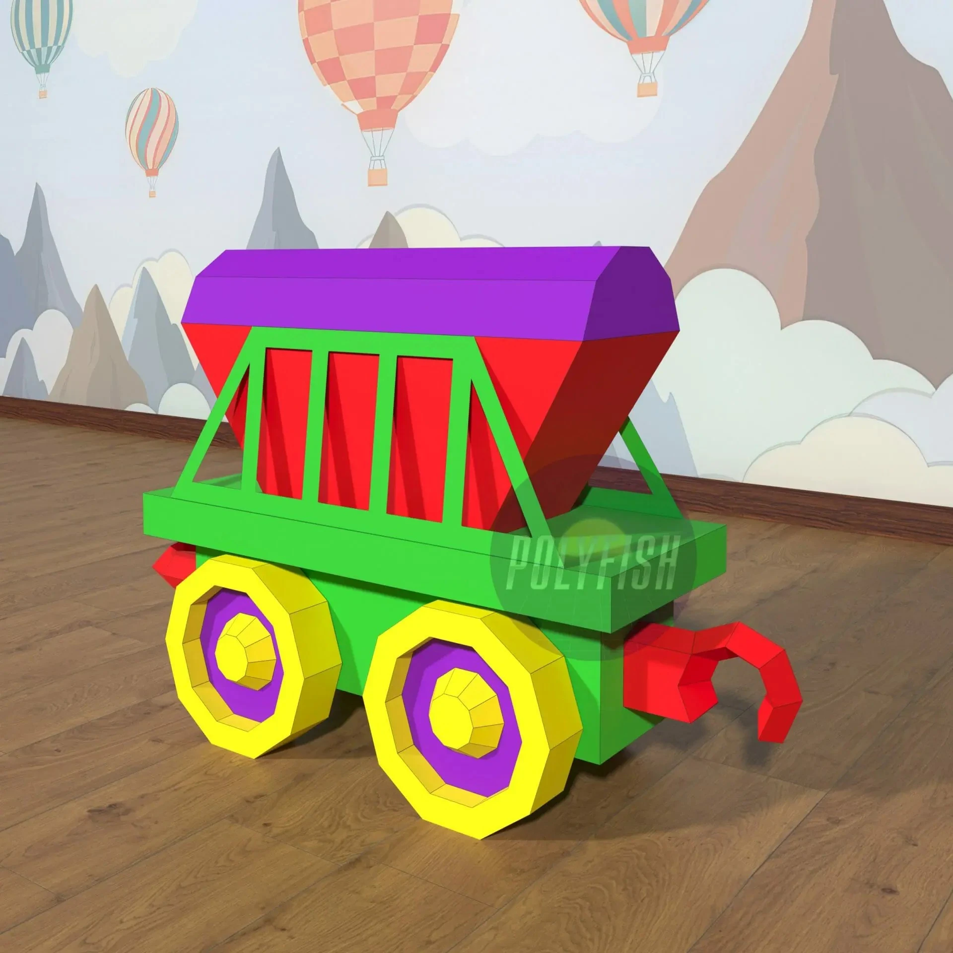 Train Toy PDF Template, Low Poly, Paper Sculpture, DIY, Pepakura ...