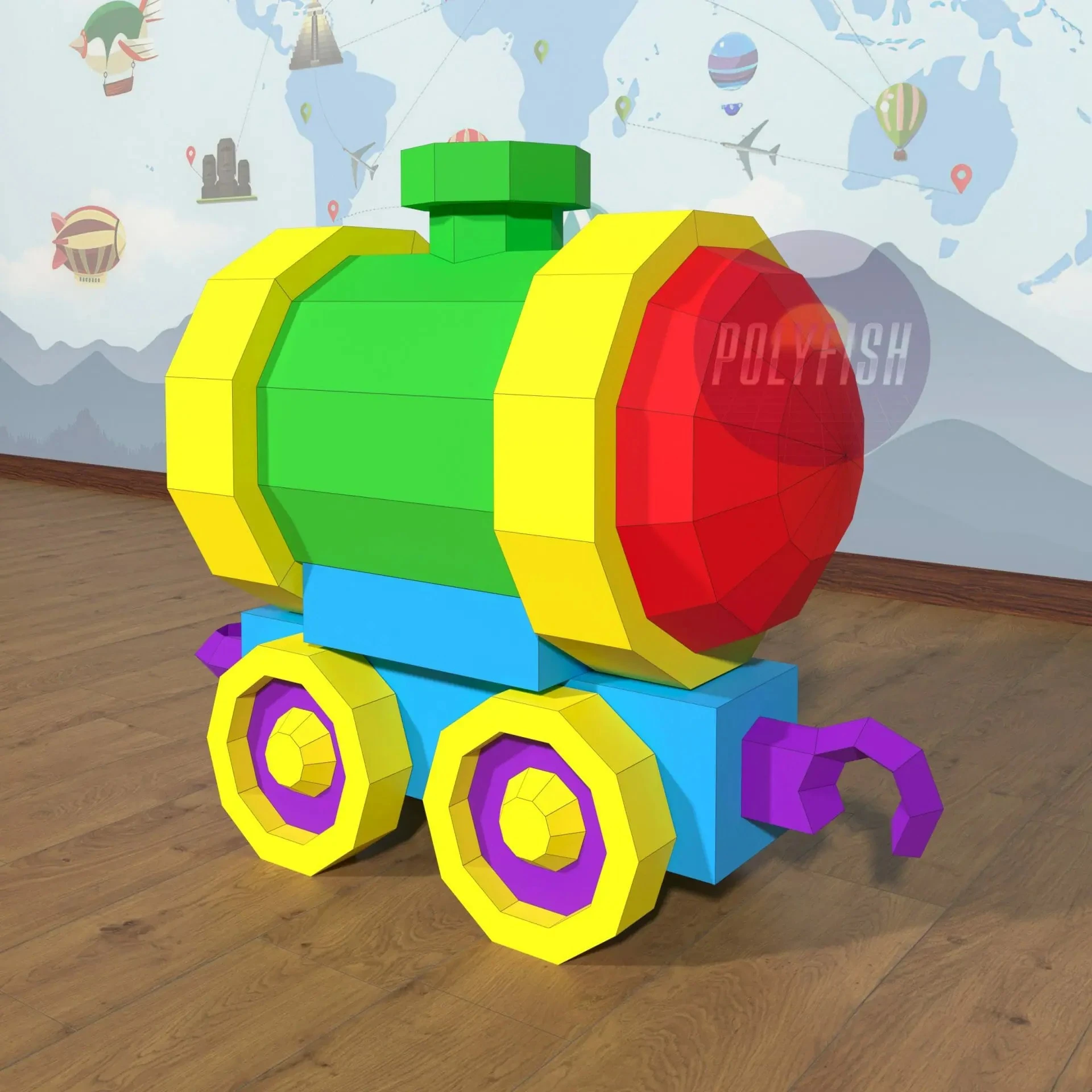 Train Toy PDF Template, Low Poly, Paper Sculpture, DIY, Pepakura ...