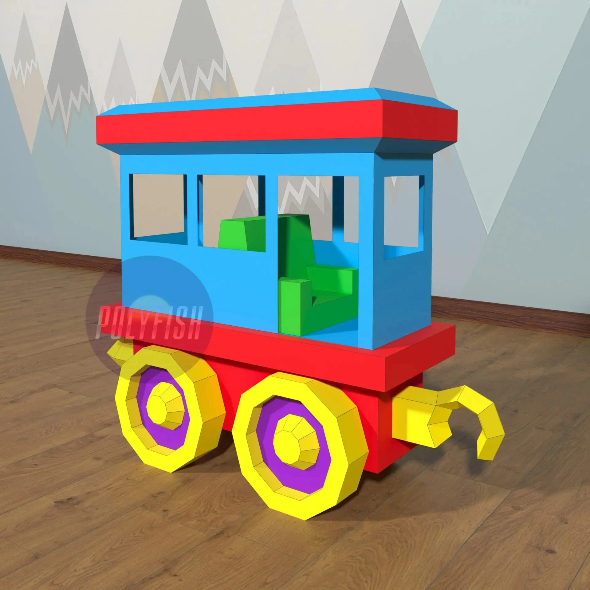Train Toy PDF Template, Low Poly, Paper Sculpture, DIY, Pepakura ...