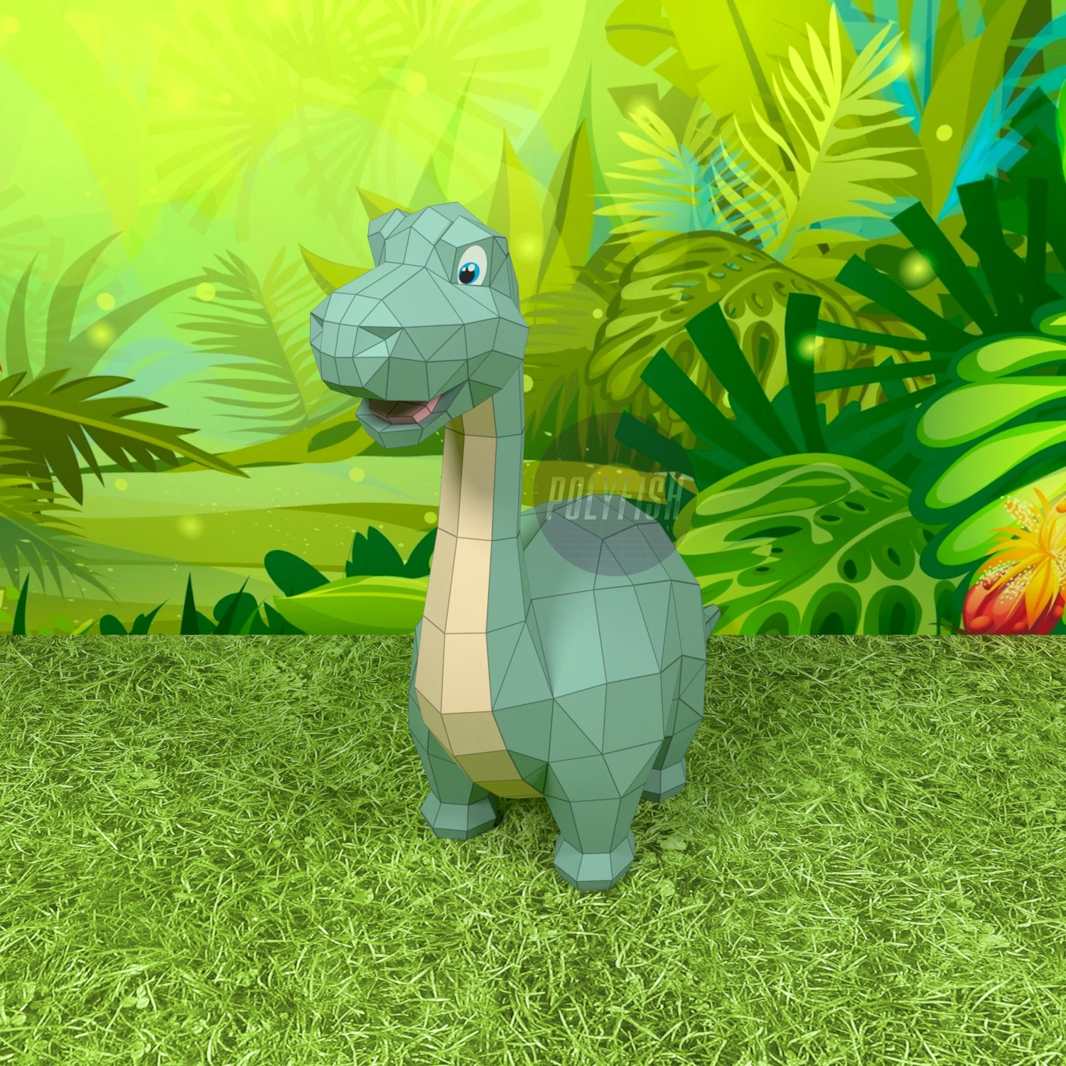 Long Neck Dinosaurs Baby PDF Template, Low Poly, Paper Sculpture, DIY ...