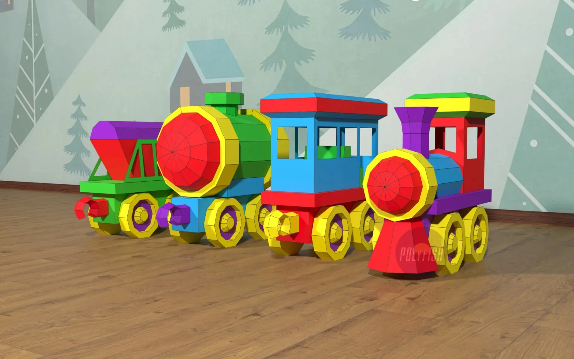 Train Toy PDF Template, Low Poly, Paper Sculpture, DIY, Pepakura ...