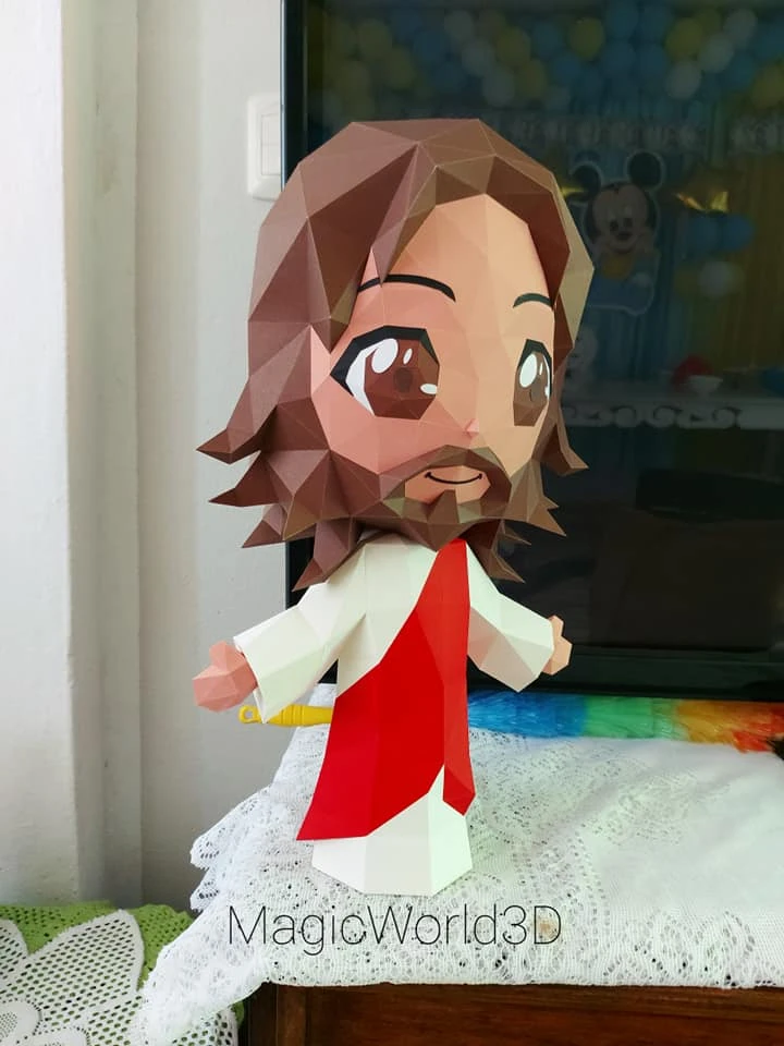 Cute Jesus Christ Low Poly, Papercraft, PDF template, Paper model ...