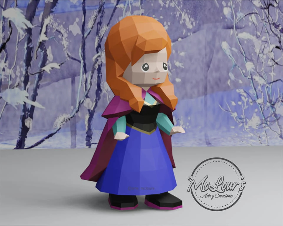 Princess Anna/ Frozen/ DiY Craft/ Template PDF/ Low Poly/ Papercraft ...