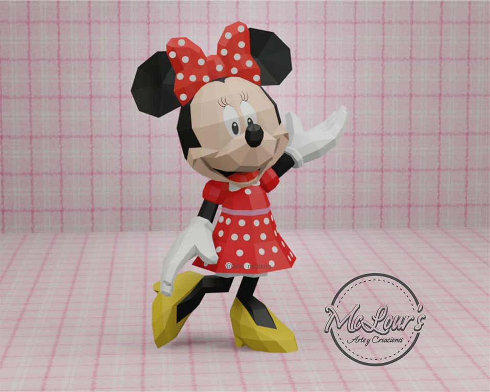 Minnie Mouse/ DiY Craft/ Template PDF/ Low Poly/ Papercraft/ 3D Doll ...