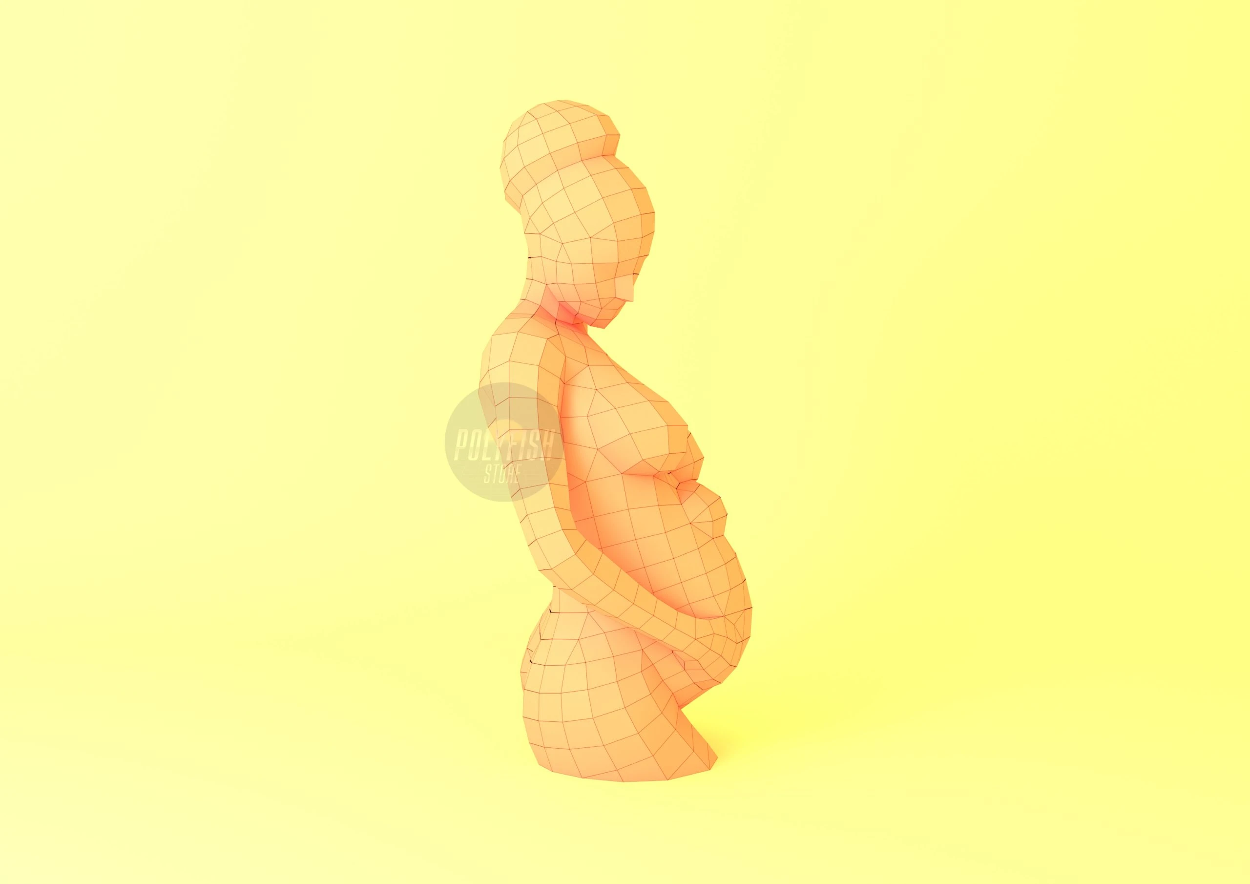 Pregnancy PDF Template, Low Poly, Paper Sculpture, DIY, Pepakura ...