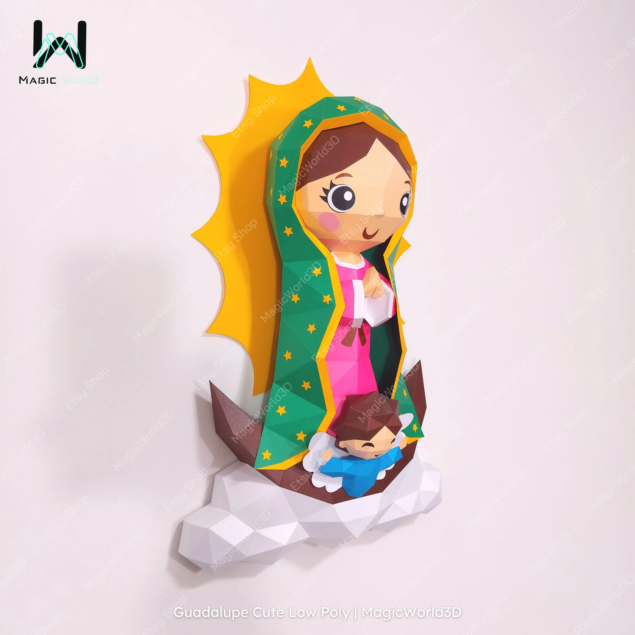 Cute Guadalupe Low Poly, Papercraft, PDF template, Paper model ...