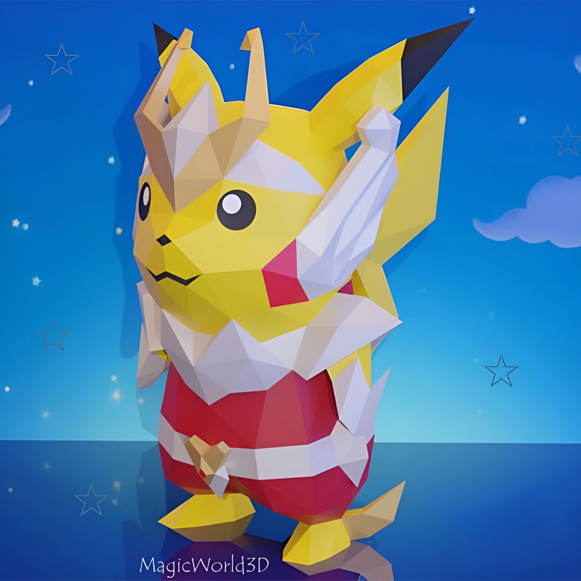 Pikachu Seiya, Pokemon, Saint Seiya, Low Poly, Papercraft, PDF template ...