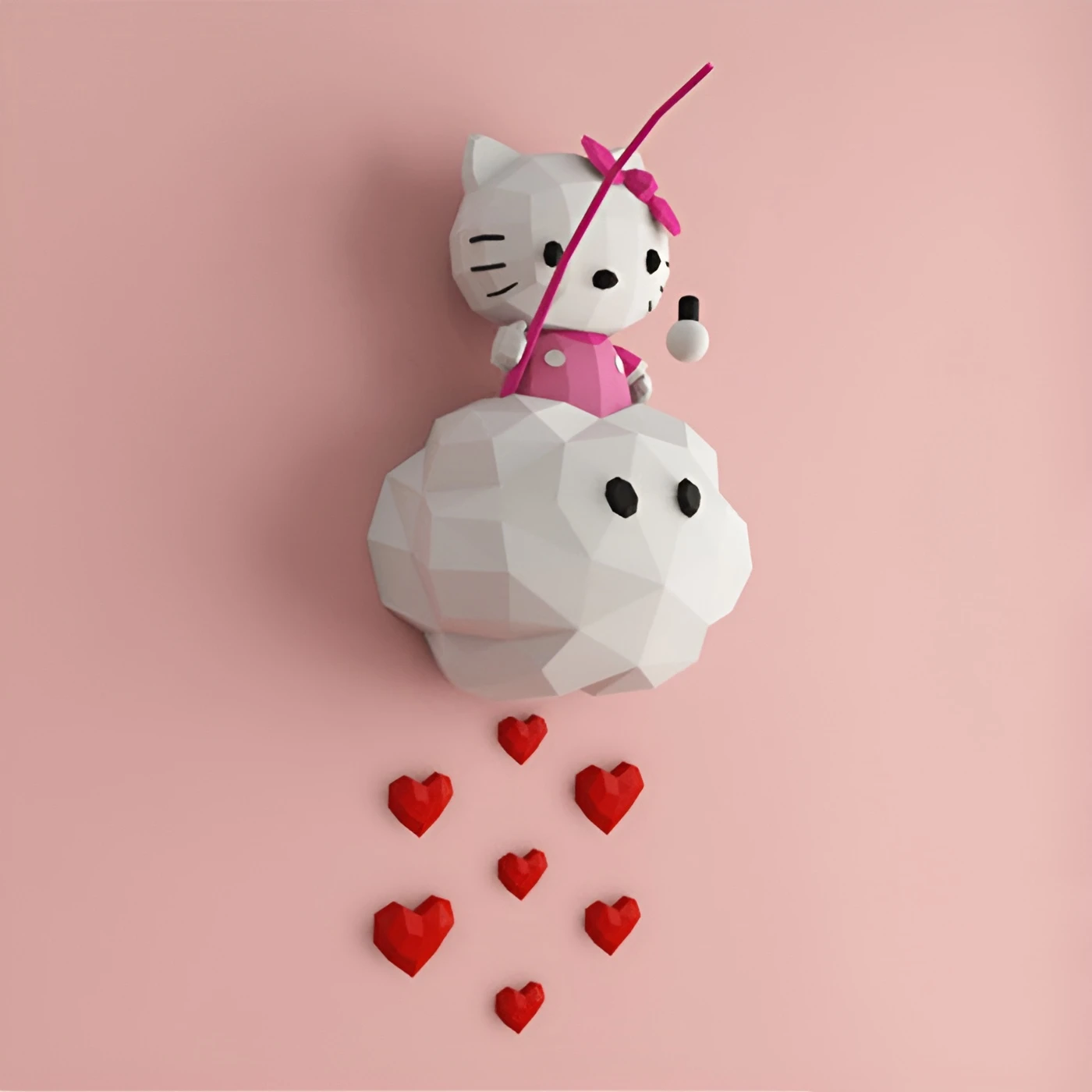 Hello Kitty Love Heart and Cloud lamp Papercraft, PDF Template, DIY 3d ...