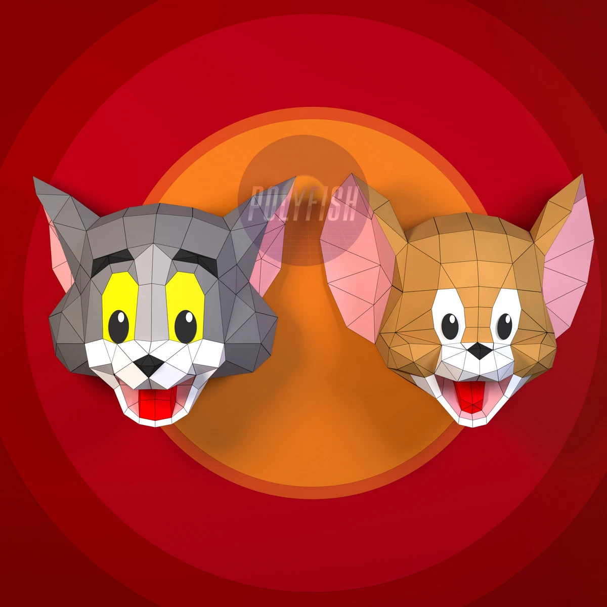 Tom and Jerry PDF Template, Low Poly, Paper Sculpture, DIY, Pepakura ...