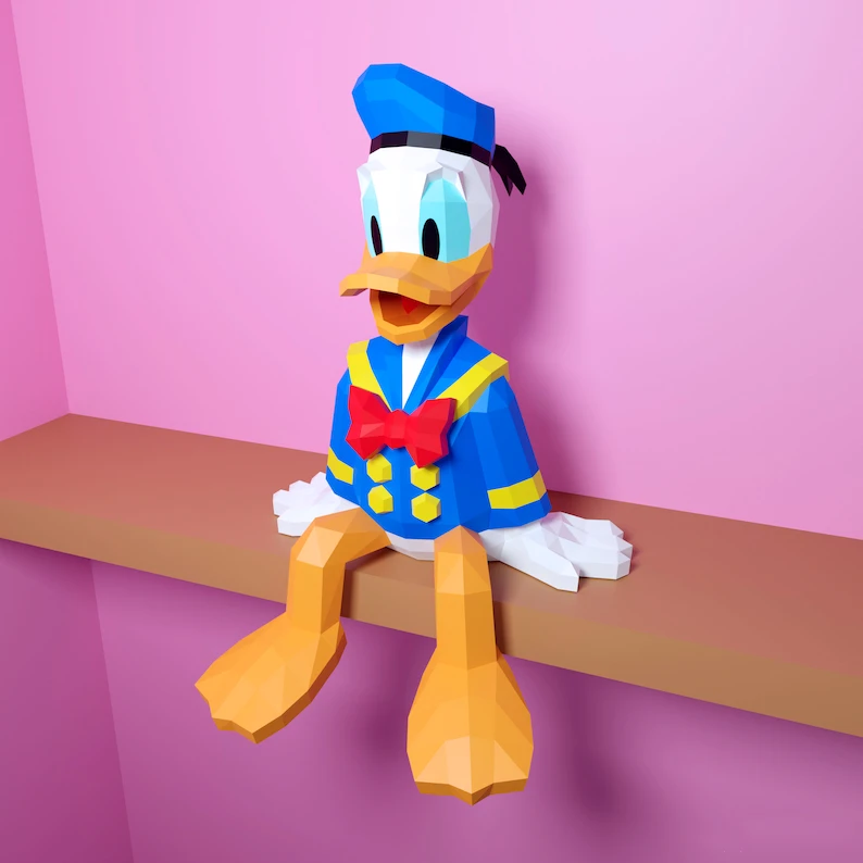 Papercraft Donald Duck, DIY PDF, SVG, DXF, Low Poly, origami, Pepakura ...