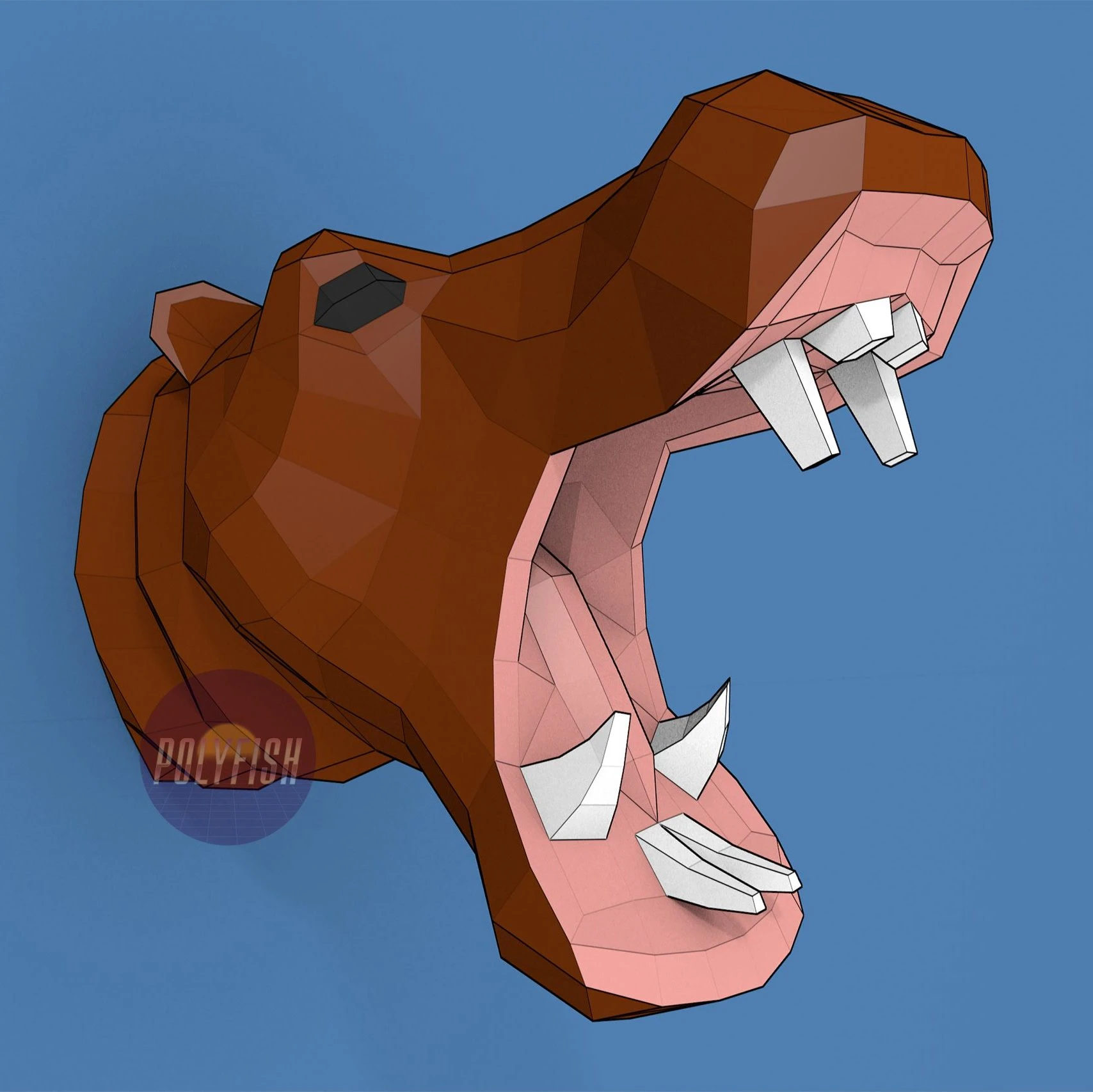 Hippo Head PDF Template, Low Poly, Paper Sculpture, DIY, Pepakura ...