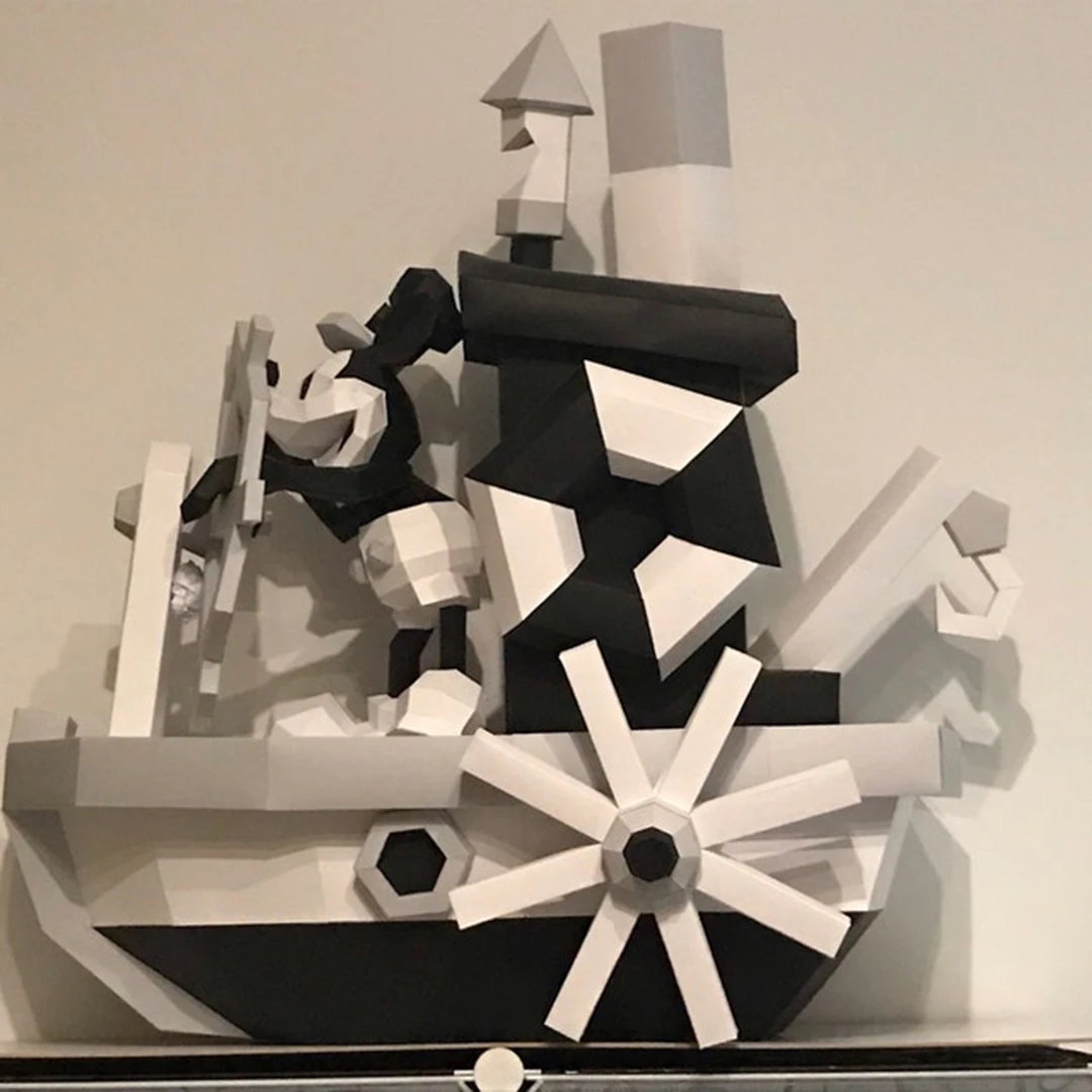 Papercraft Mickey Steamboat, DIY PDF, DXF and svg, Low Poly, origami ...