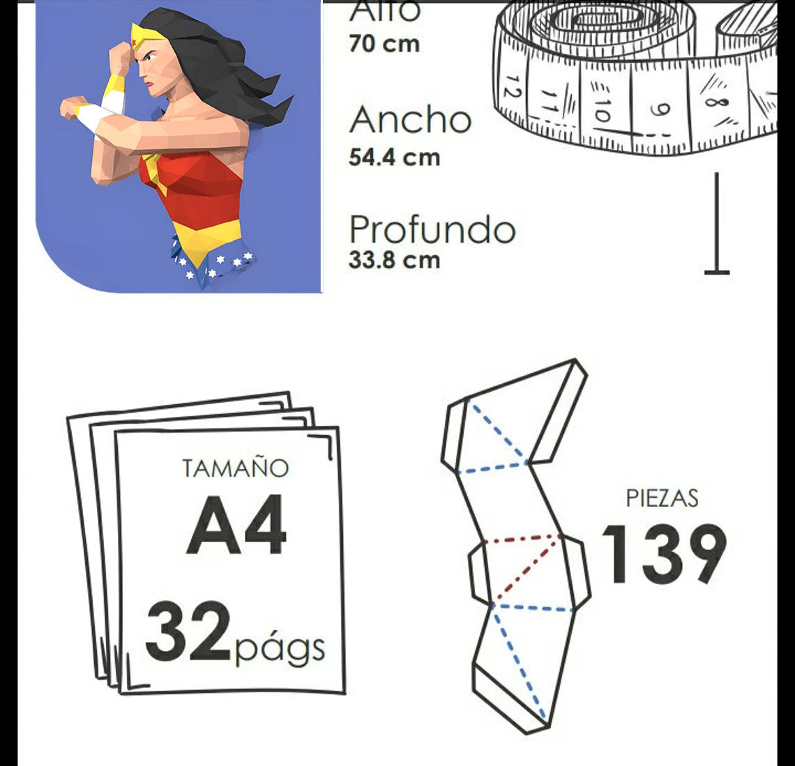 Wonder Woman Papercraft, PDF Template, DIY 3d Model, FanArt, Paper ...