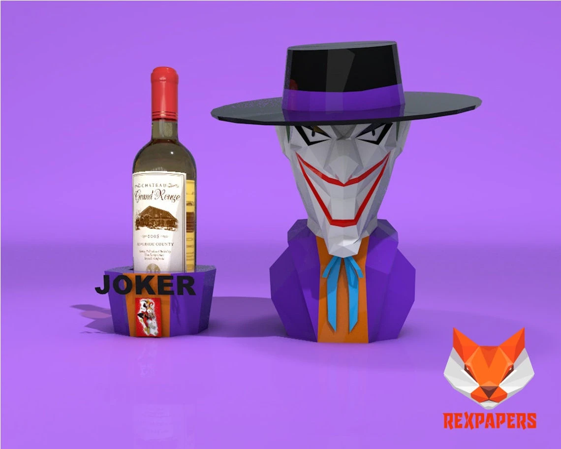 Joker Wine Box, Winebox Papercraft, PDF Template, DIY 3d Model, FanArt ...