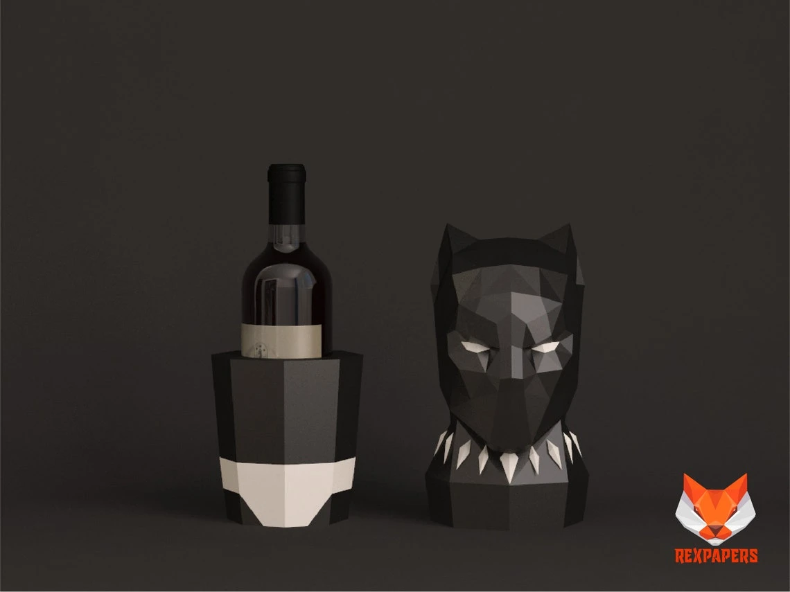 Black Panther Wine Box, Winebox Papercraft, PDF Template, DIY 3d Model ...
