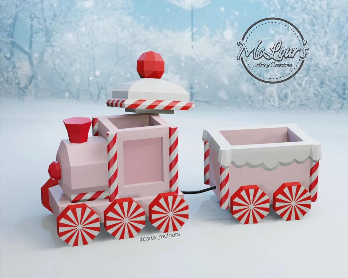 Christmas Train Box/ Christmas Train/ Candy Bowl/ Template PDF/ Low ...