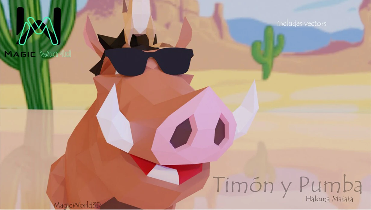 Timon and Pumbaa, Timon y Pumba, Lion King, Hakuna Matata Low Poly ...
