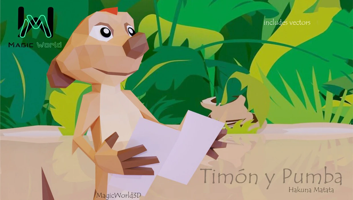 Timon and Pumbaa, Timon y Pumba, Lion King, Hakuna Matata Low Poly ...