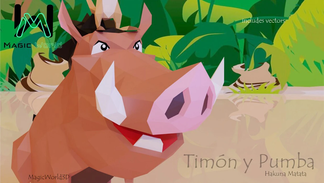 Timon and Pumbaa, Timon y Pumba, Lion King, Hakuna Matata Low Poly ...