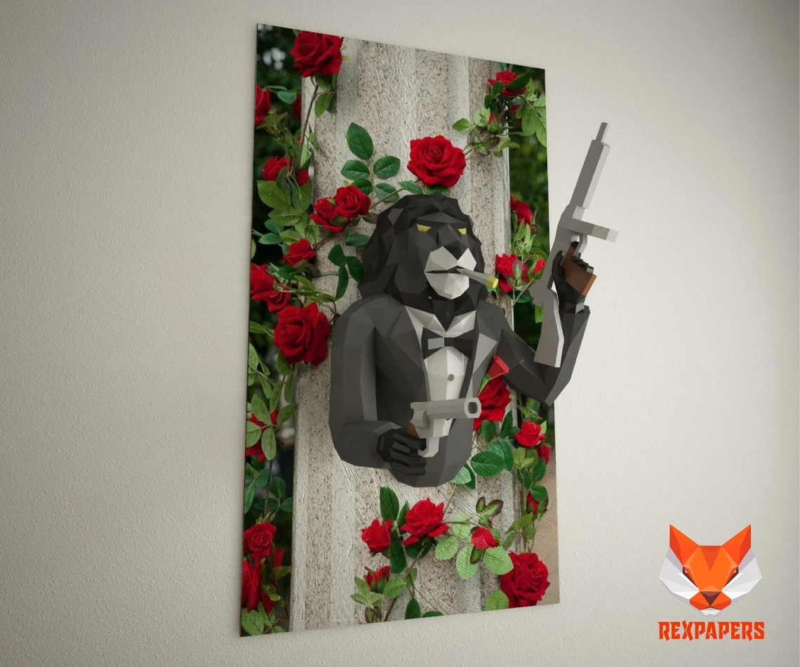 Lion Gangster, León Gánster Papercraft, PDF Template, DIY 3d Model ...
