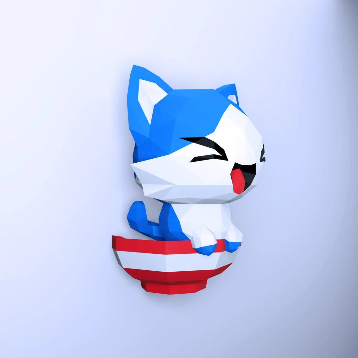 Kitten in bowl papercraft | Kitten in bowl pdf, DIY KIT Template ...