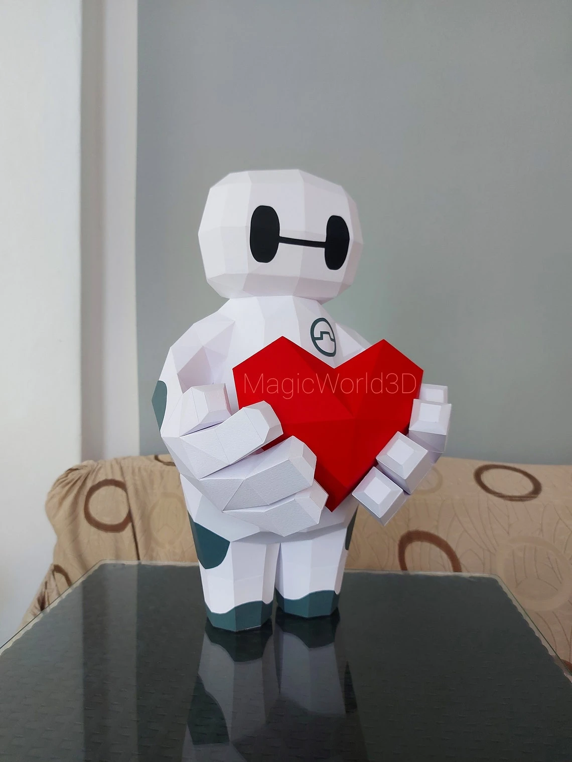 Baymax Love with Heart, San valentín Low Poly, Papercraft, PDF template ...