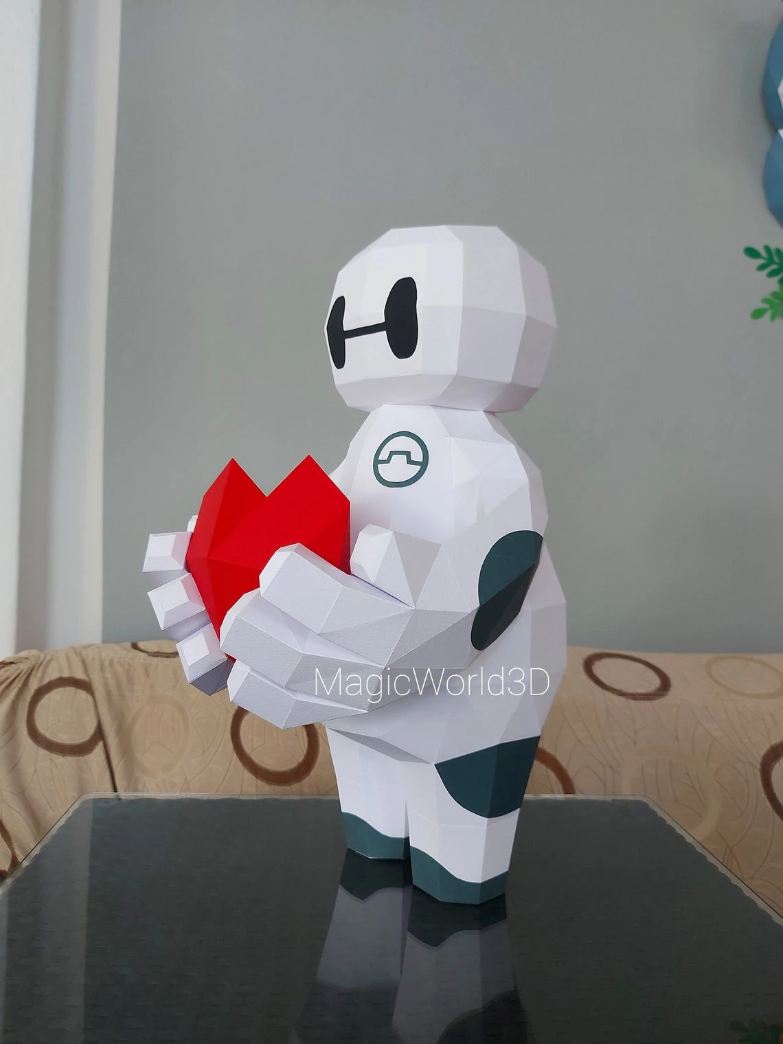 Baymax Love with Heart, San valentín Low Poly, Papercraft, PDF template ...