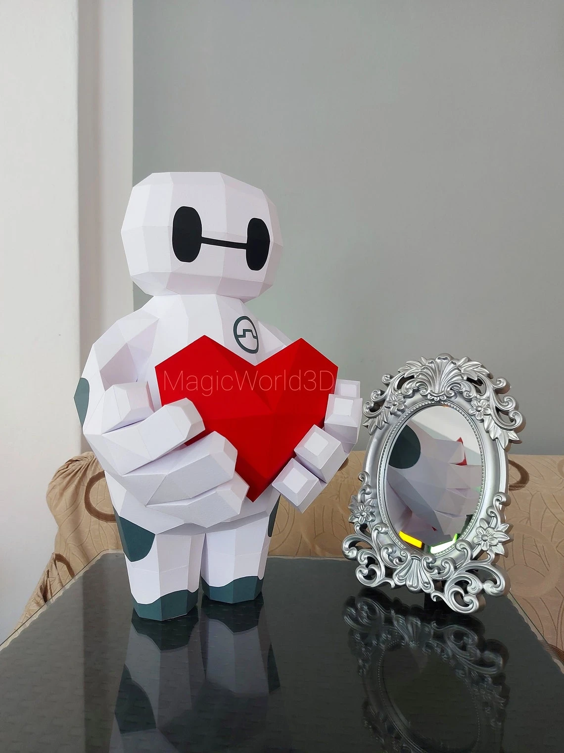 Baymax Love with Heart, San valentín Low Poly, Papercraft, PDF template ...