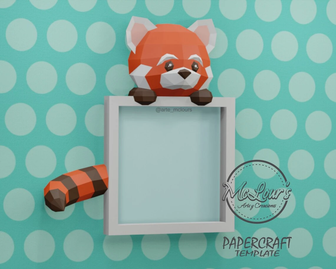 Red Panda Shadow Box/ DiY Craft/ Template PDF/ Low Poly/ Papercraft/ 3D ...