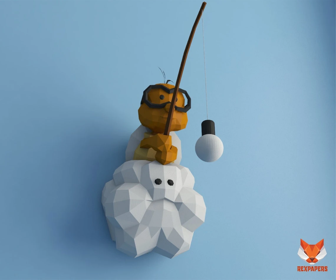 Lampara Lakitu, Super Mario Bros Papercraft, PDF Template, DIY 3d Model ...