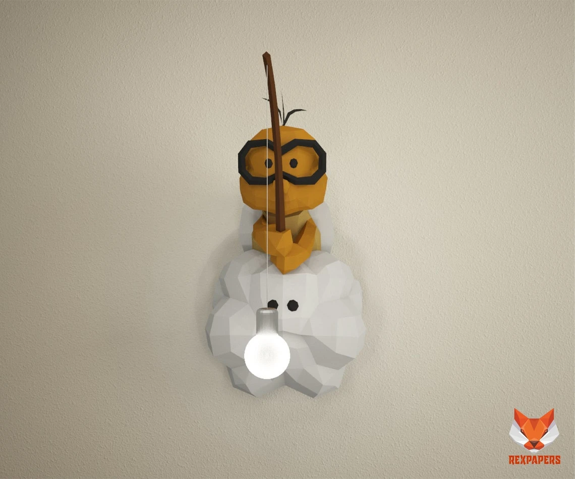 Lampara Lakitu, Super Mario Bros Papercraft, PDF Template, DIY 3d Model ...