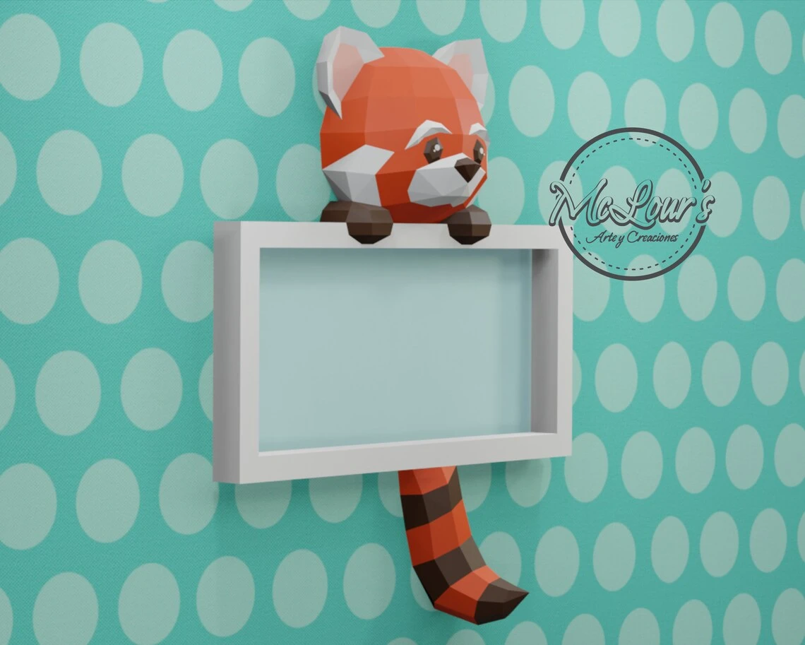 Red Panda Shadow Box/ DiY Craft/ Template PDF/ Low Poly/ Papercraft/ 3D ...