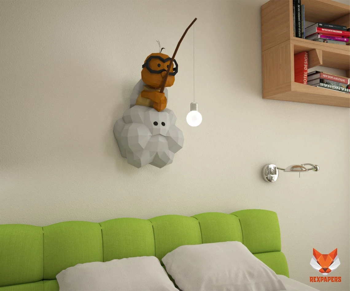 Lampara Lakitu, Super Mario Bros Papercraft, PDF Template, DIY 3d Model ...
