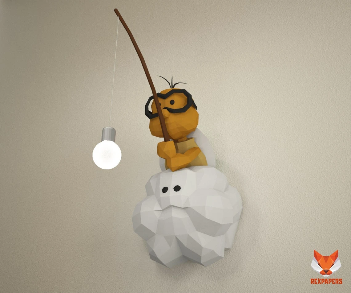 Lampara Lakitu, Super Mario Bros Papercraft, PDF Template, DIY 3d Model ...