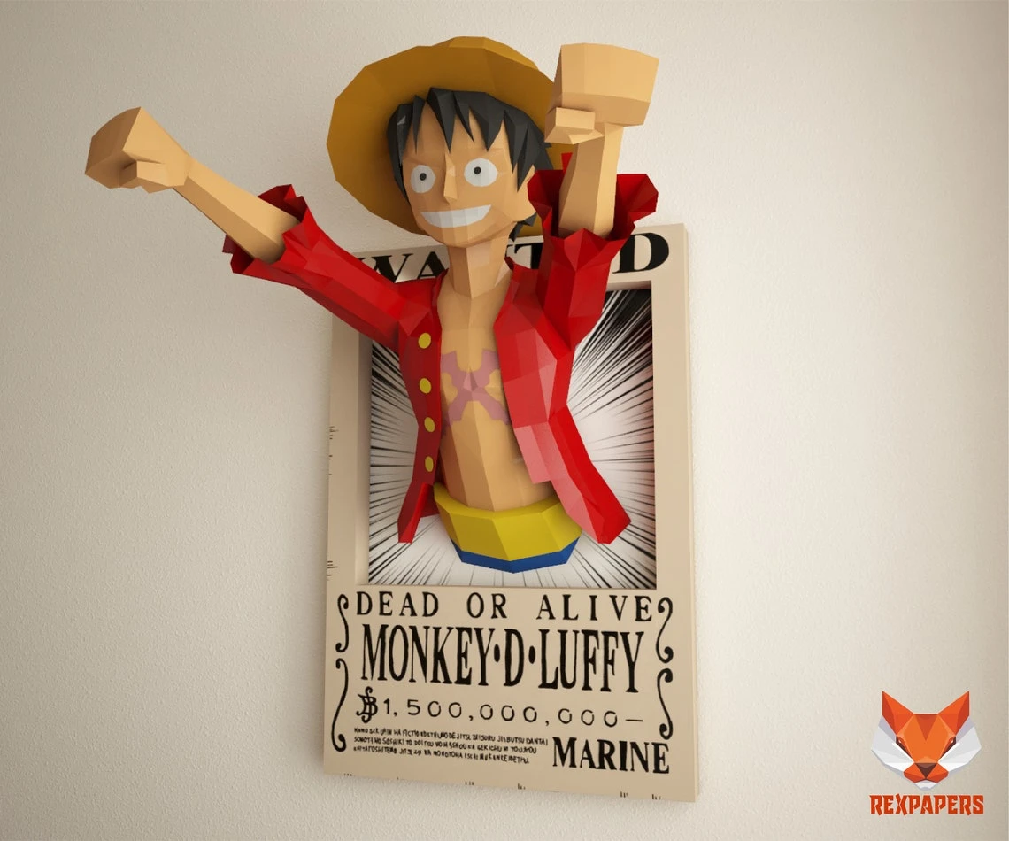 Monkey D. Luffy Poster, One Piece Papercraft, PDF Template, DIY 3d ...