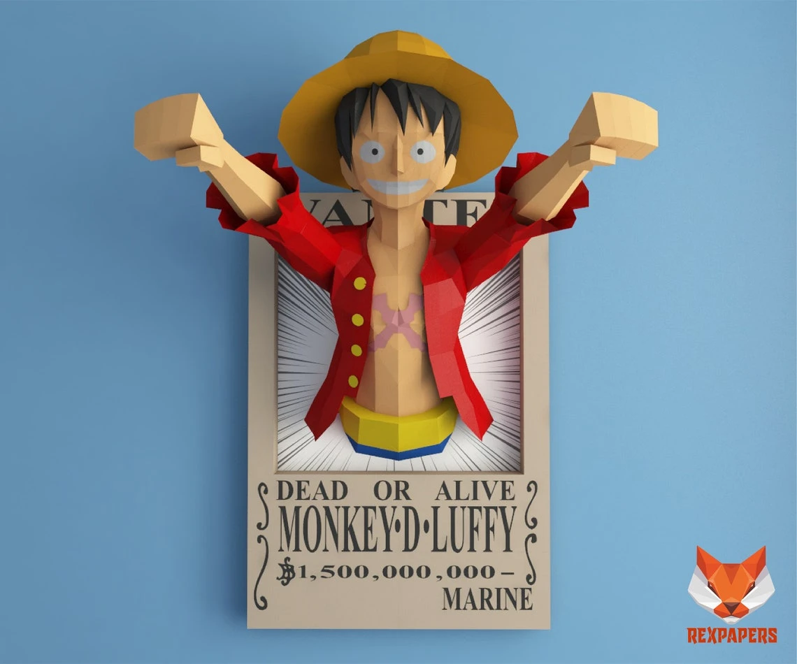 Monkey D. Luffy Poster, One Piece Papercraft, PDF Template, DIY 3d ...