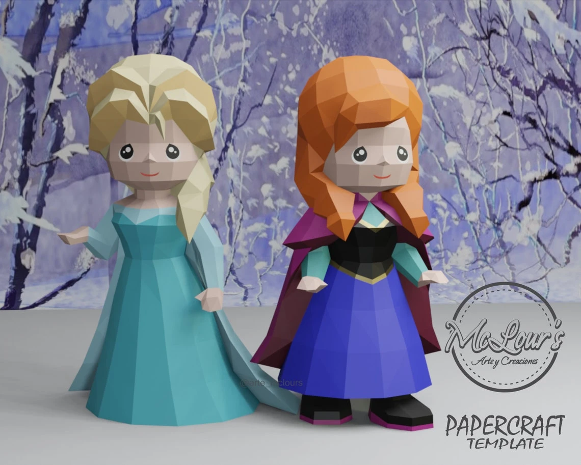 Princess Elsa/ Frozen/ DiY Craft/ Template PDF/ Low Poly/ Papercraft ...