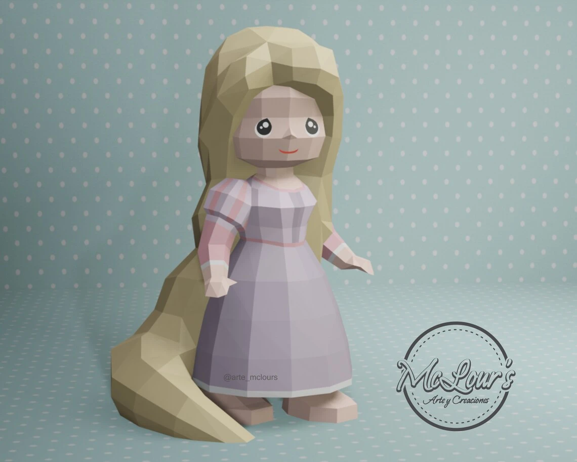 Princess Rapunzel/ Tangled/ DiY Craft/ Template PDF/ Low Poly ...