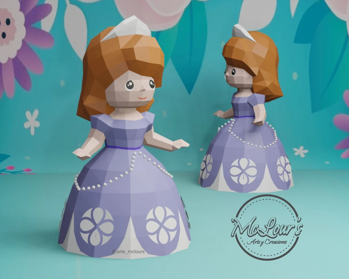 Princess Sofia/ Sofia the First/ DiY Craft/ Template PDF/ Low Poly ...
