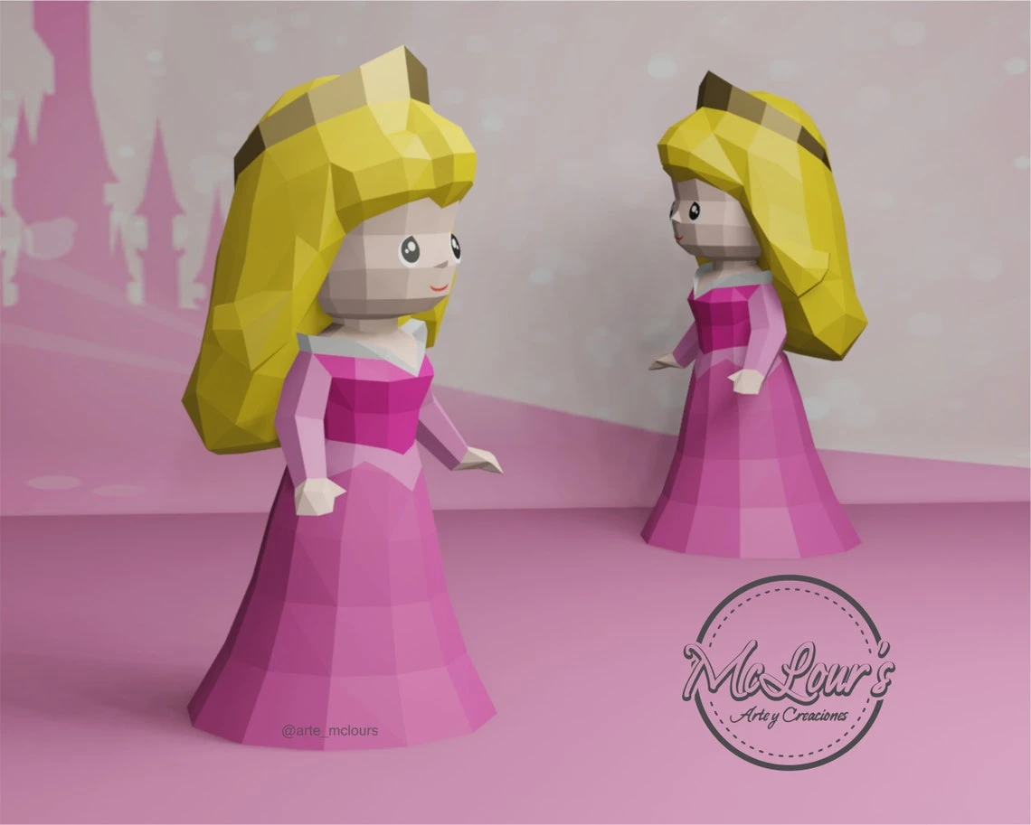Princess Aurora/ Sleeping Beauty/ DiY Craft/ Template PDF/ Low Poly ...