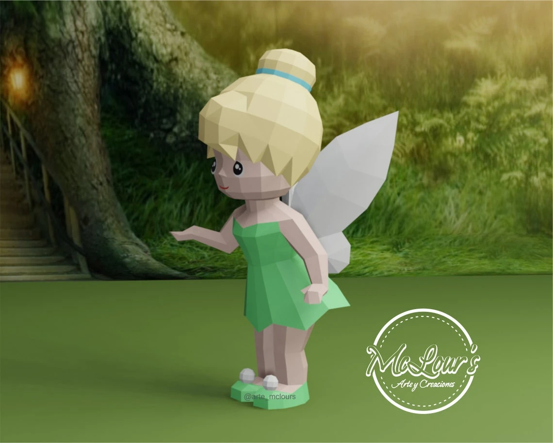 Tinker Bell/ Peter Pan/ DiY Craft/ Template PDF/ Low Poly/ Papercraft ...
