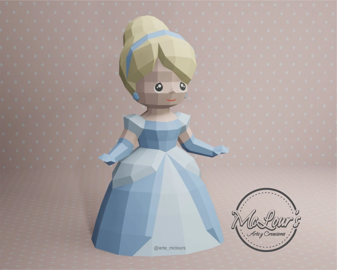 Princess Cinderella/ Cinderella/ DiY Craft/ Template PDF/ Low Poly ...