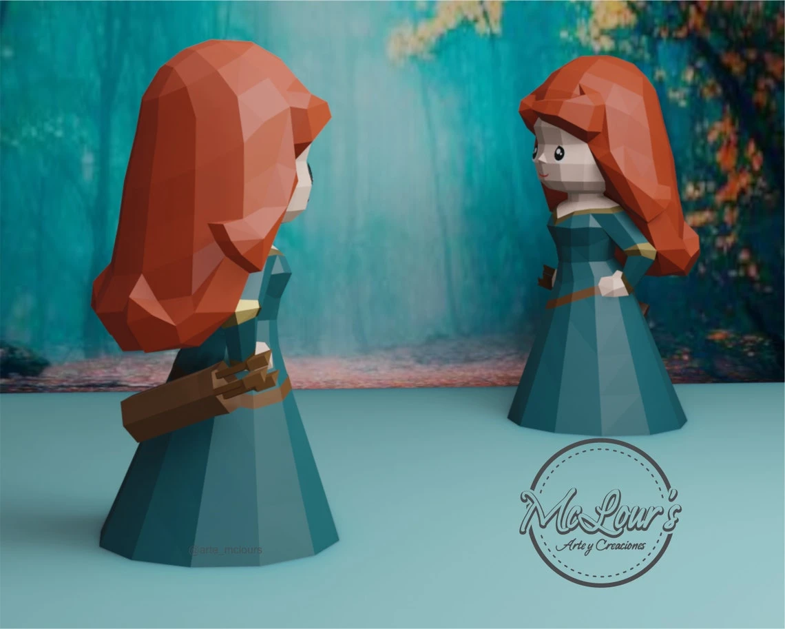 Princess Merida/ Brave/ DiY Craft/ Template PDF/ Low Poly/ Papercraft ...