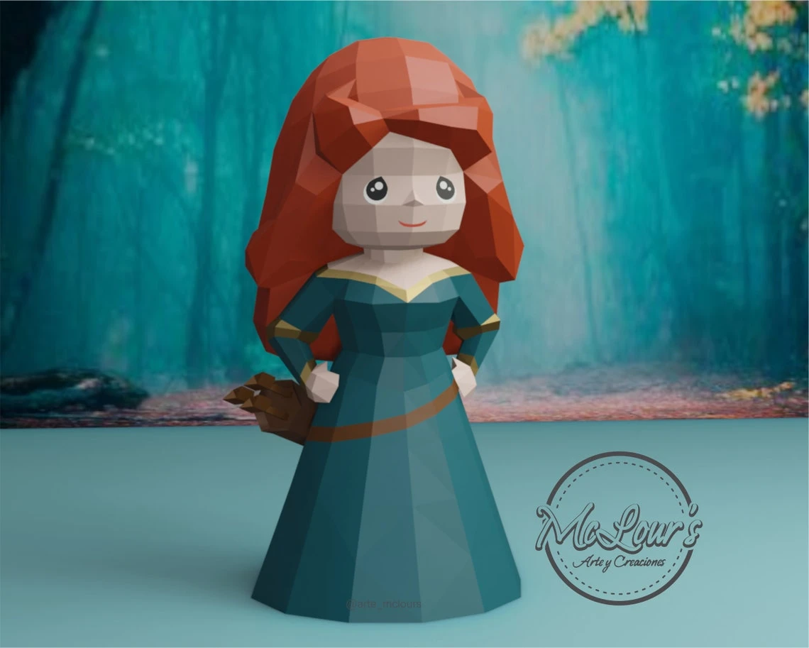 Princess Merida/ Brave/ DiY Craft/ Template PDF/ Low Poly/ Papercraft ...