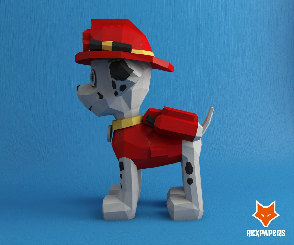 Marshall, PAW Patrol Papercraft, PDF Template, DIY 3d Model, FanArt ...